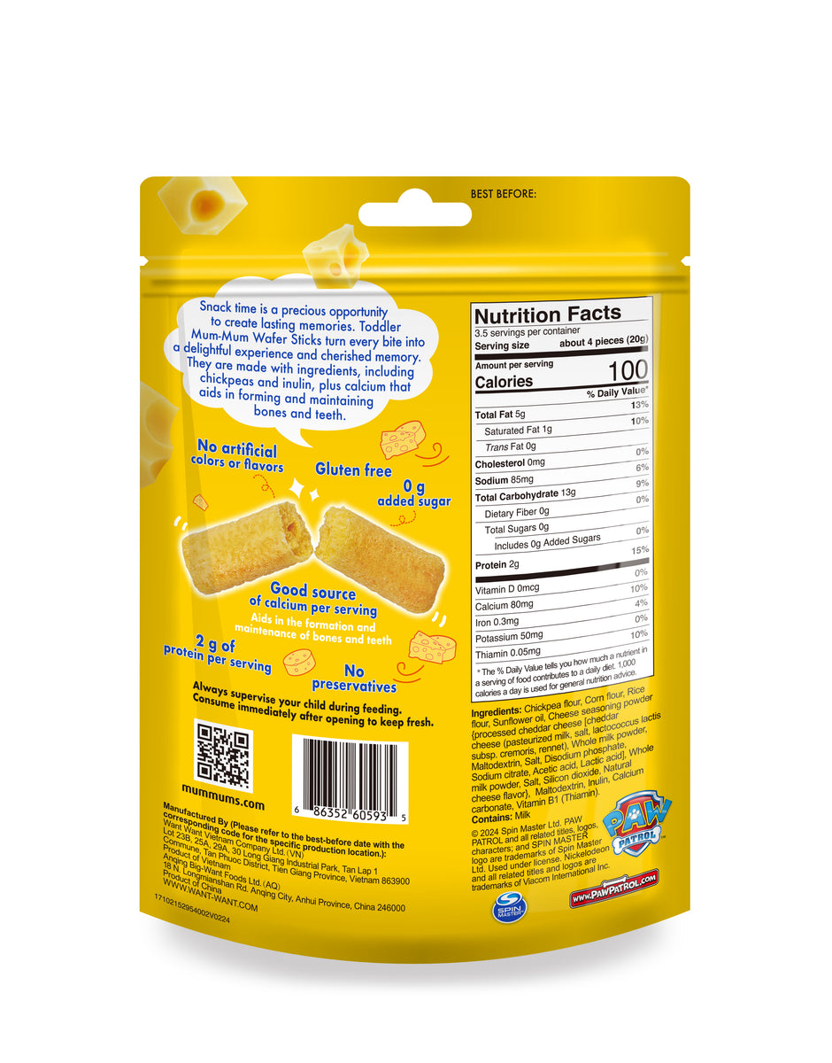 TODDLER MUM-MUM PAW PATROL WAFER STICKS WHITE CHEDDAR CHEESE – The Mum ...